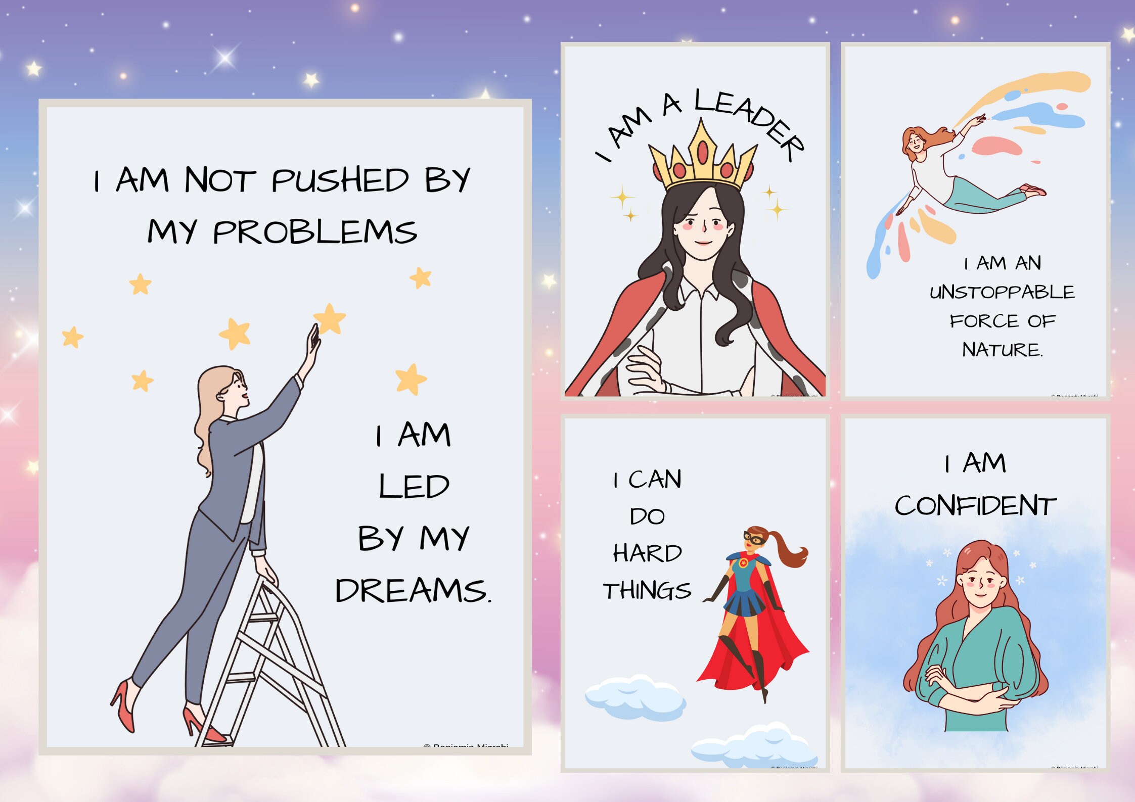 Positive Affirmation Cards, Printable Quotes, Editable Canva Template ...