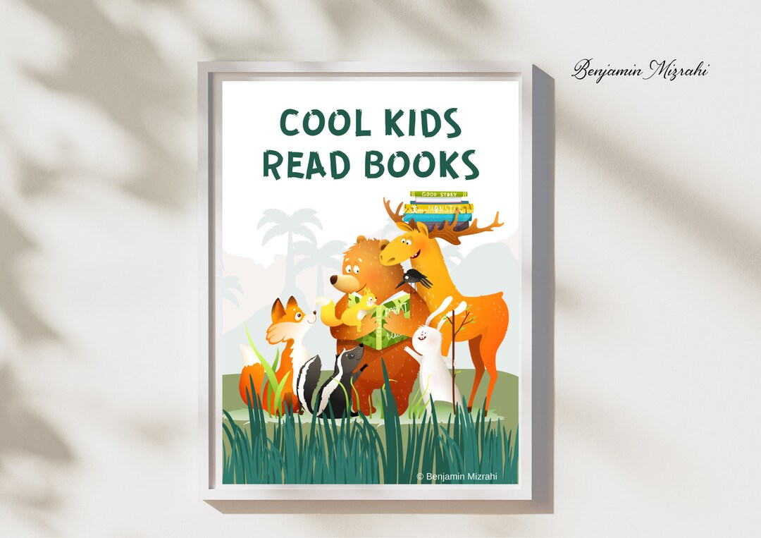 Cool Kids Read Books Inspirational Wall Art for Kids, Motivational ...
