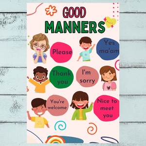 Good Manners Simple Illustration Poster - Good Behavior Poster ...