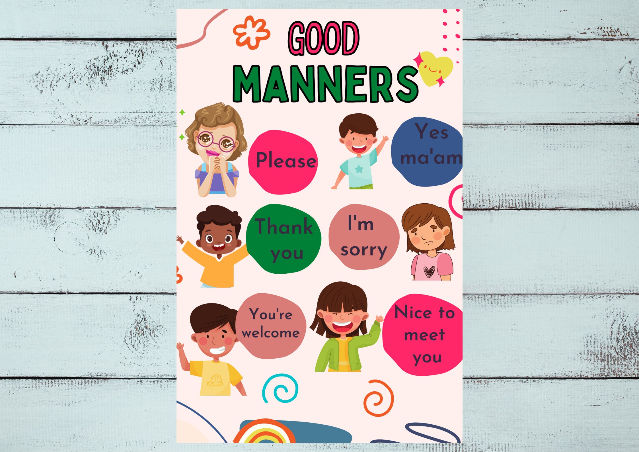 Good Manners Simple Illustration Poster - Good Behavior Poster ...