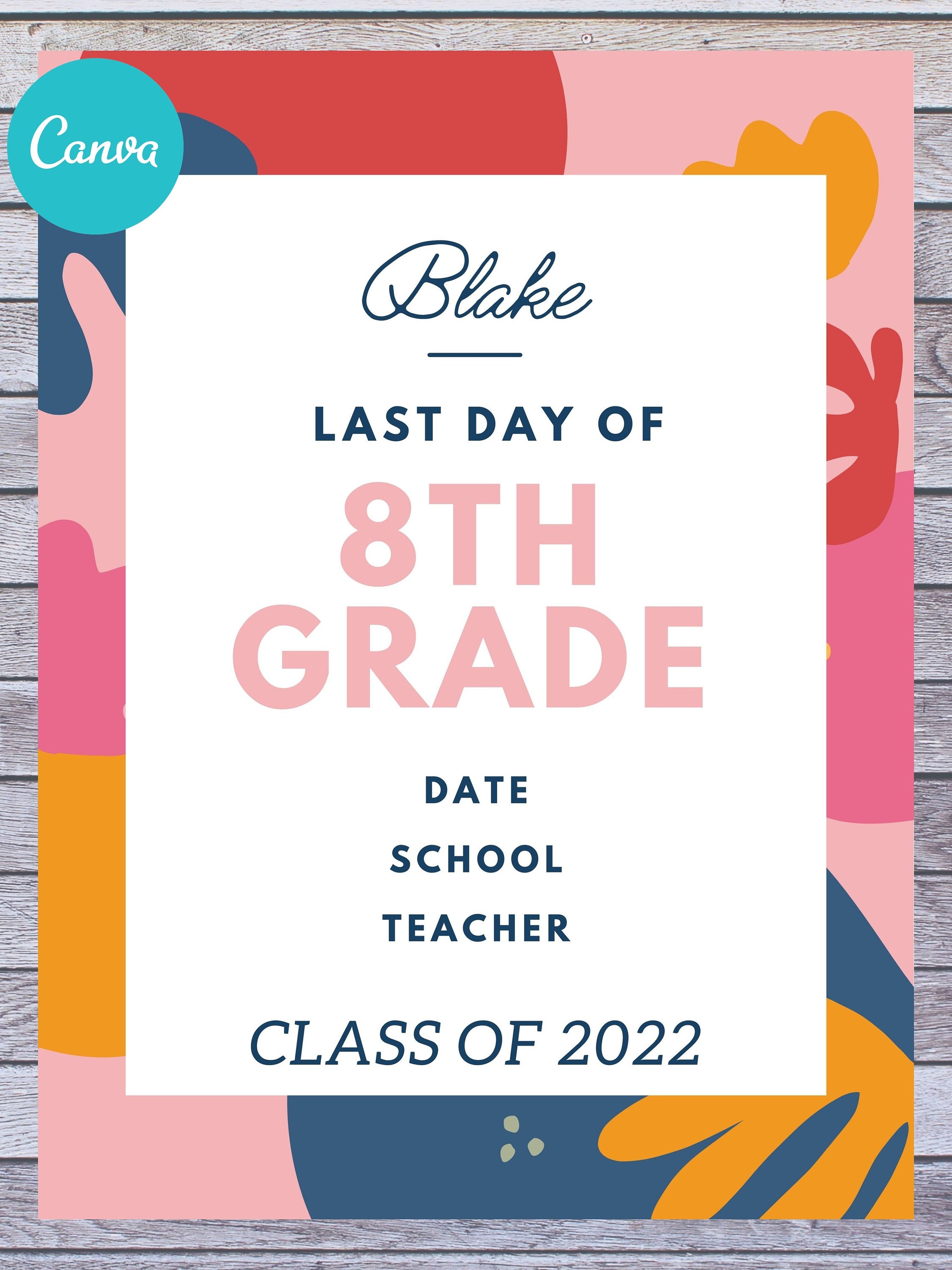 Editable First or Last Day of School Sign Any Grade Boy or Girl Cute ...