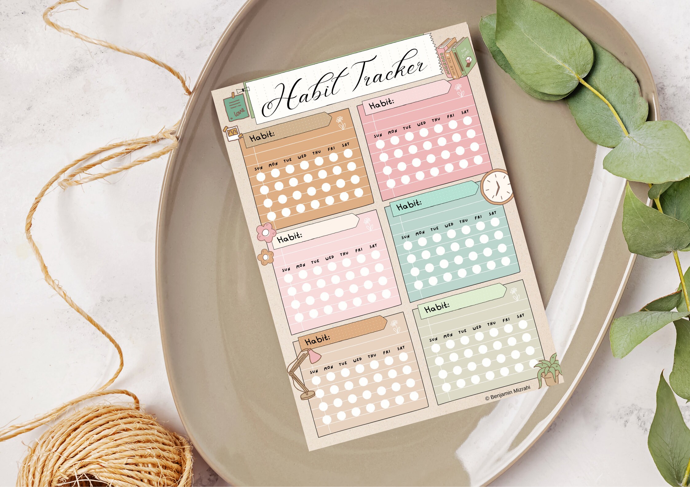 Printable Monthly Habit Tracker Cute Template Daily Habit - Etsy