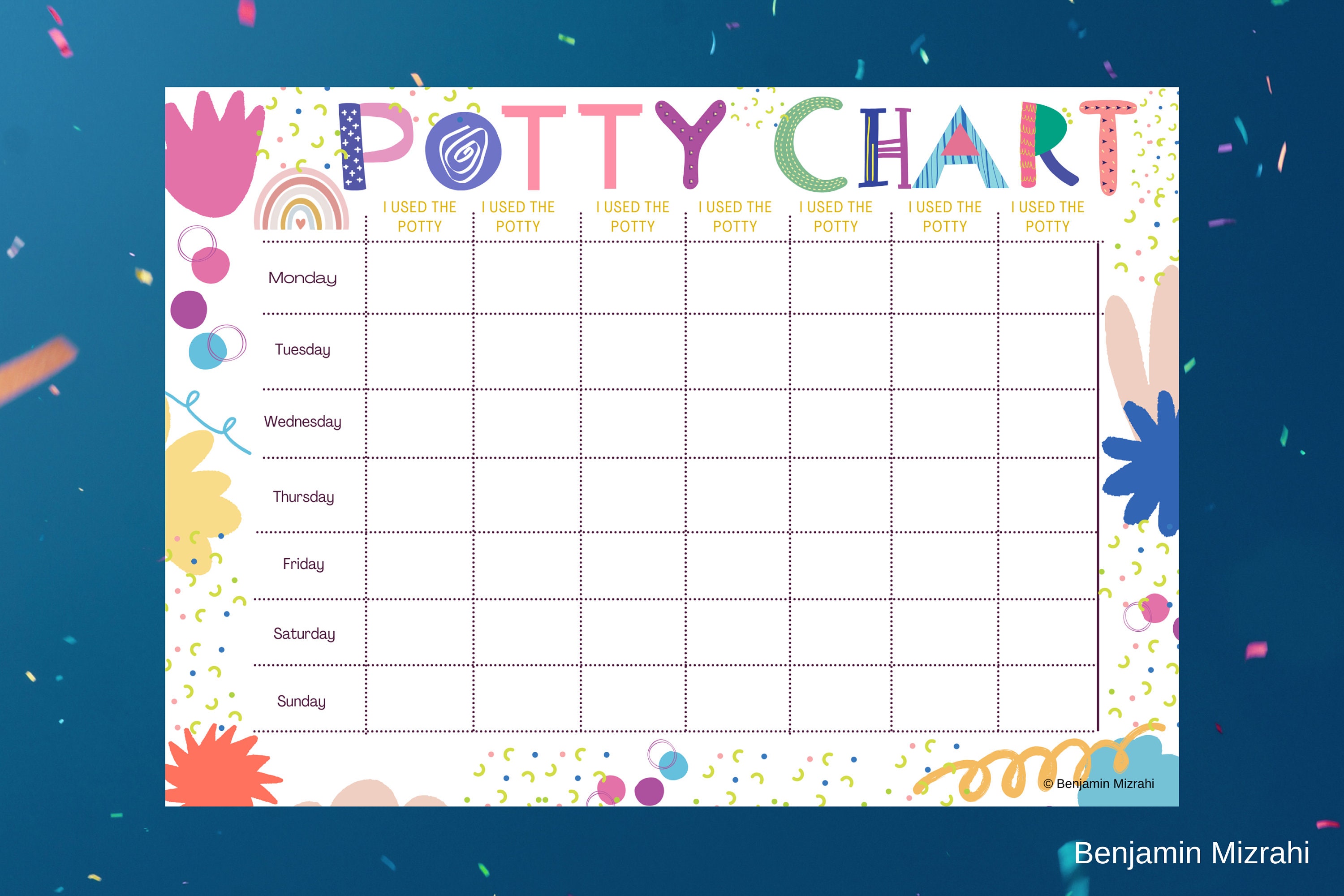 Potty Training Chart for Toddlers, Preschoolers and Kids - Toilet ...