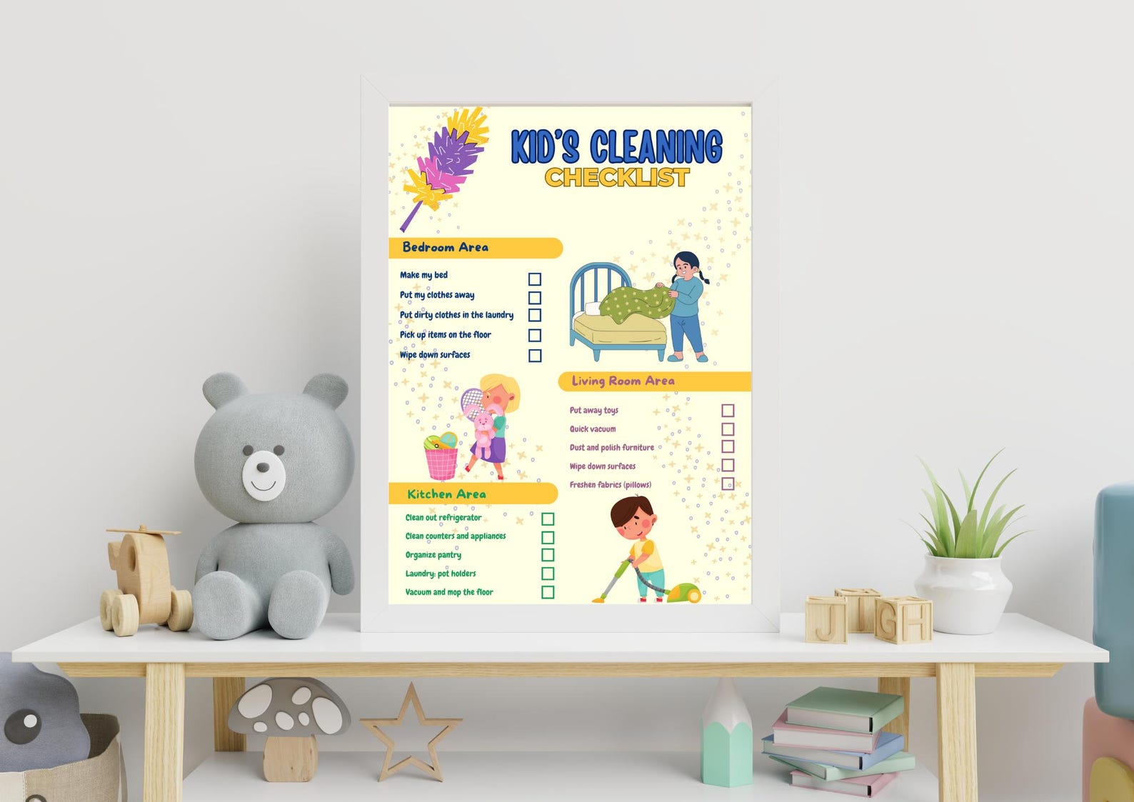 Kid's Cleaning Checklist Printable Cleaning Checklist Kids Cleaning ...