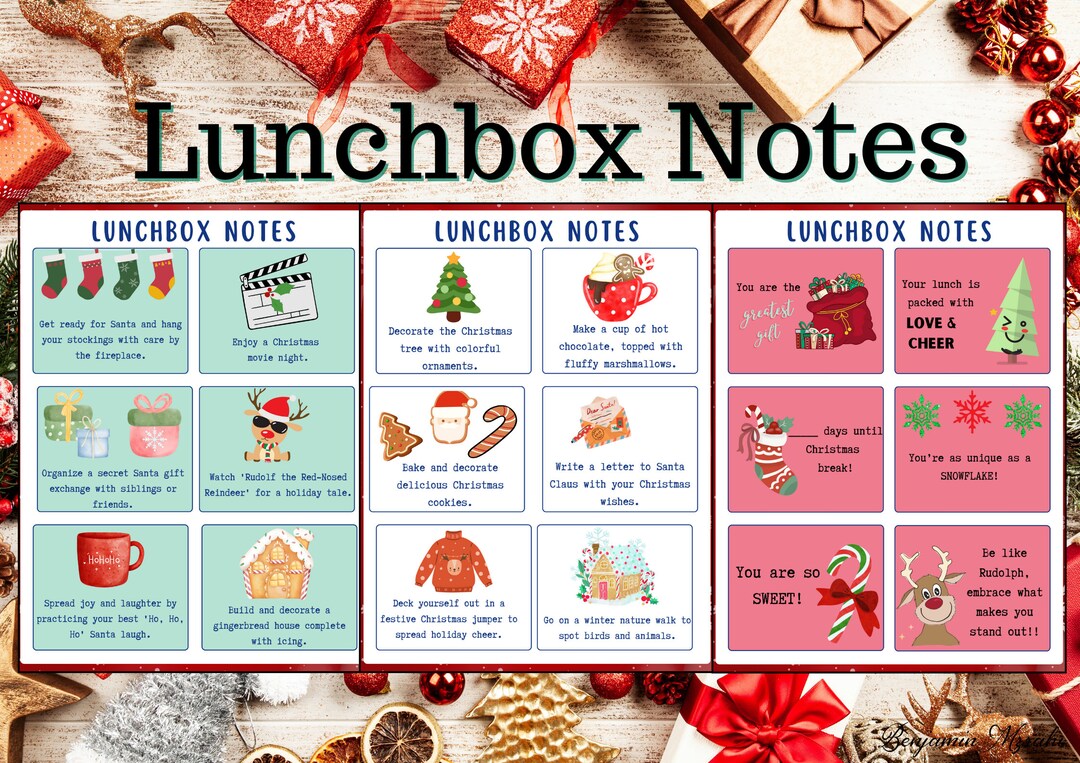 Christmas Lunch Box Jokes, Lunch Box Notes, Printable Christmas Cracker ...