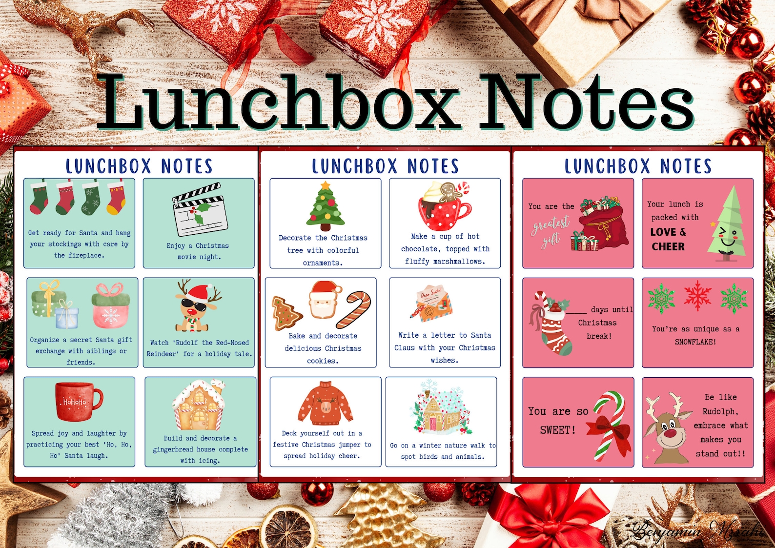 Christmas Lunch Box Jokes, Lunch Box Notes, Printable Christmas Cracker ...