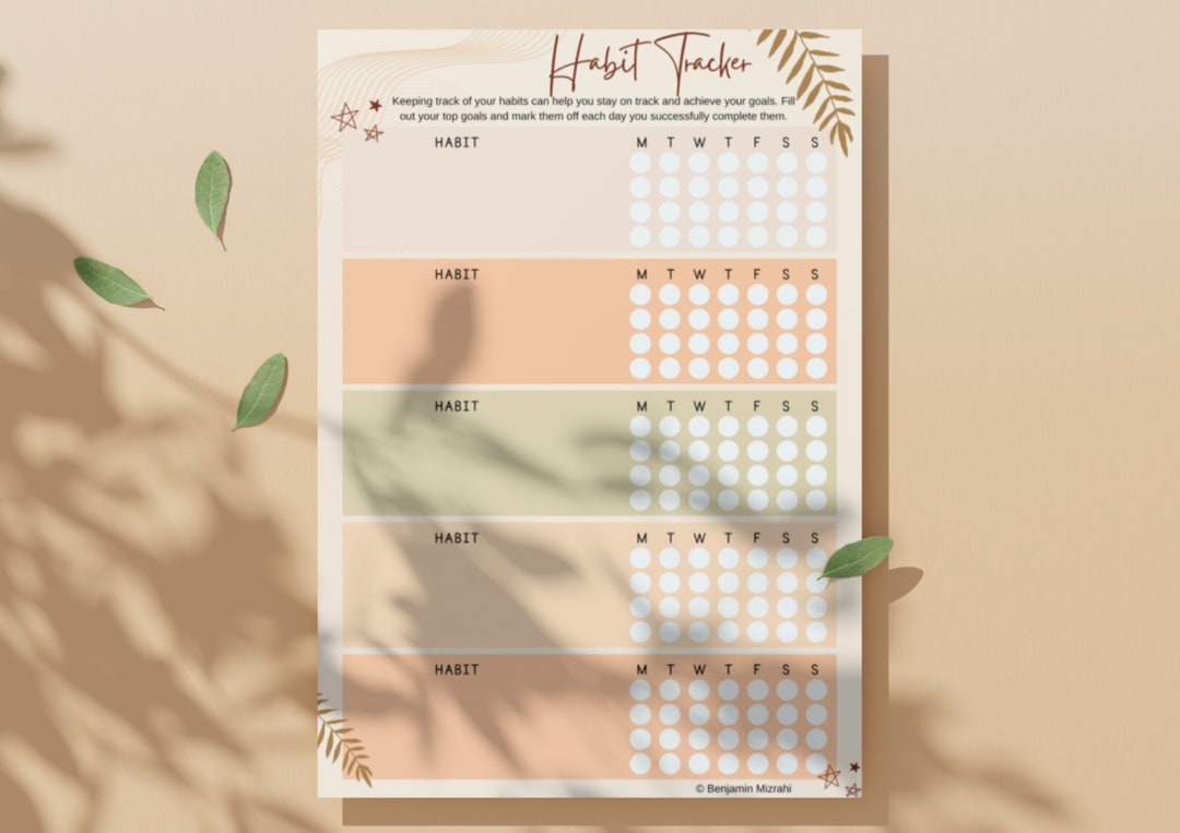 Mindfulness Habit Tracker | Printable Wellness Planner (instant ...