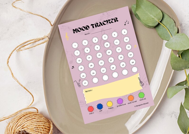 Printable Daily Mood Tracker Chart, Wellness Planner (digital Download ...
