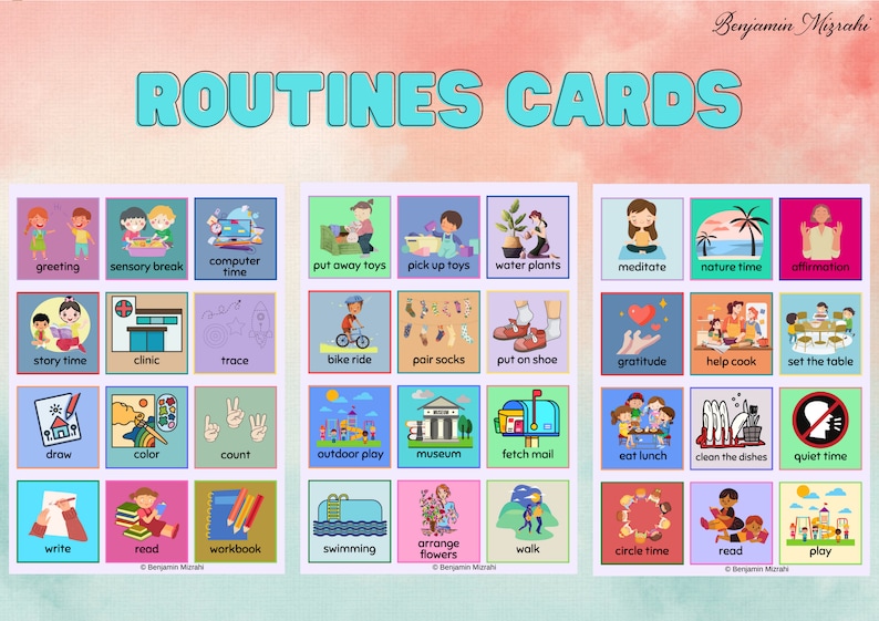 Behavior Chore Chart Cards for Kids | Editable Kids Daily Routine Cards ...