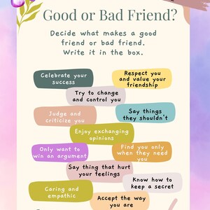 Good Vs Bad Friends Poster - PRINTABLE Social Emotional Learning Skills ...
