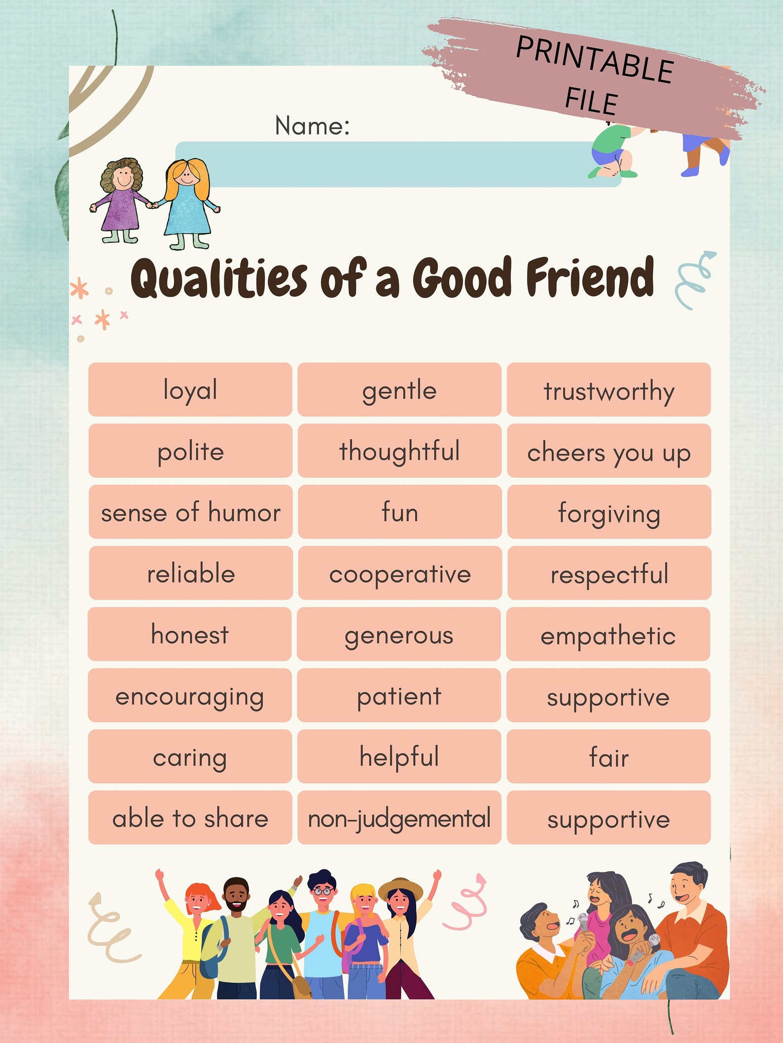 Good Vs Bad Friends Poster – Social Skills Activity (printable) - Etsy