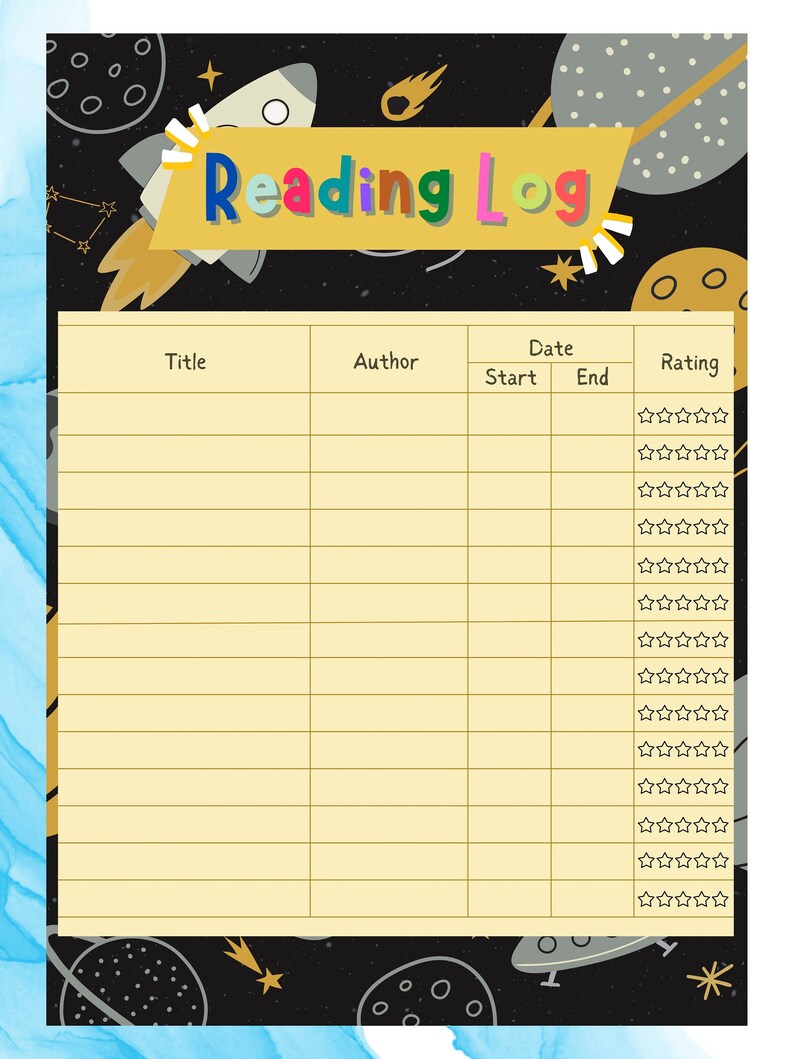 Kids Reading Log, Printable Journal Kid, Learning Incentive, Instant ...