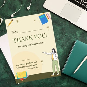 Personalized Thank You Teacher Card, Teacher Card, for Teacher Nursery ...