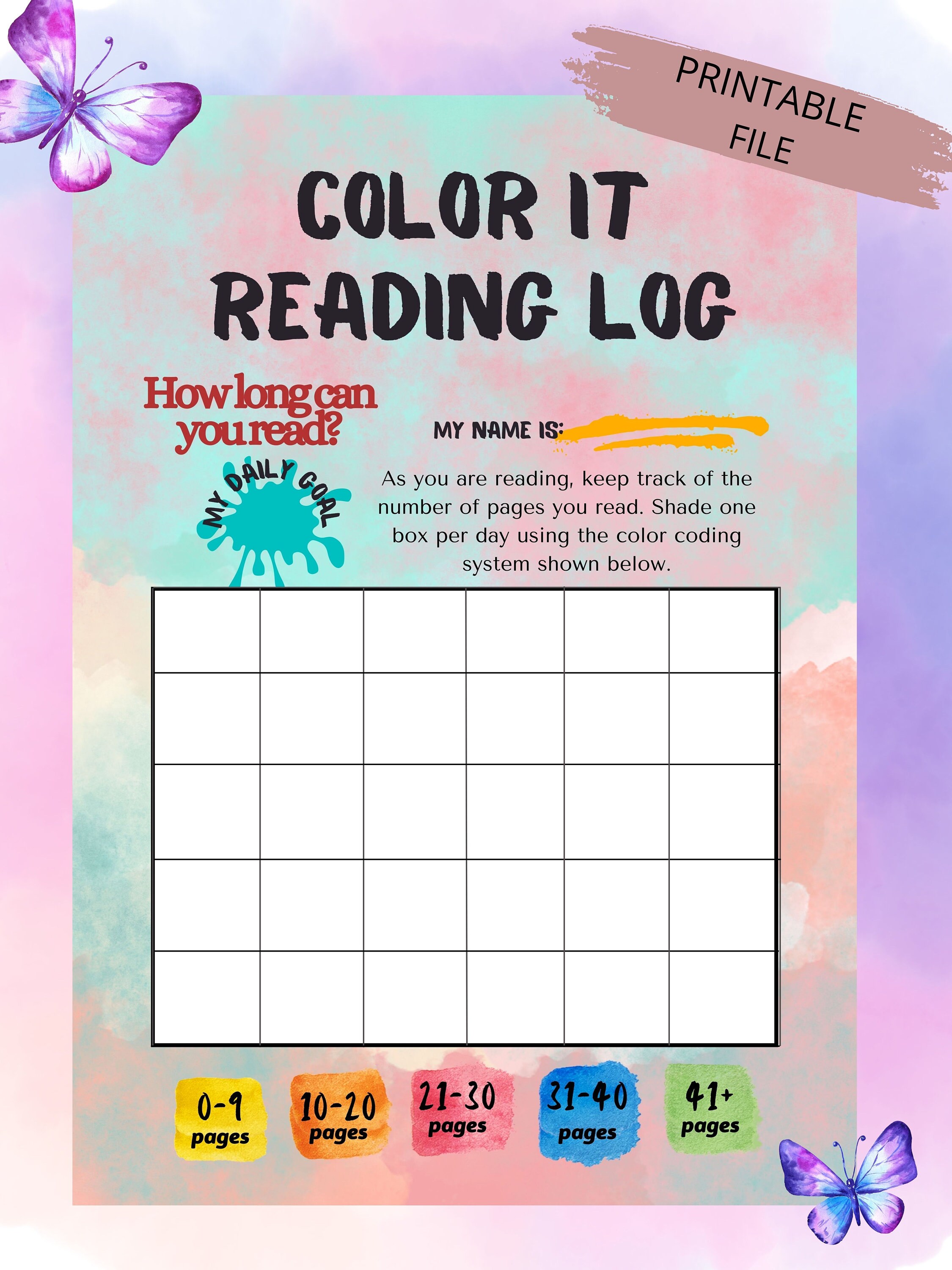 Kids Reading Log, Printable Kid Journal, Learning Incentive, Instant ...