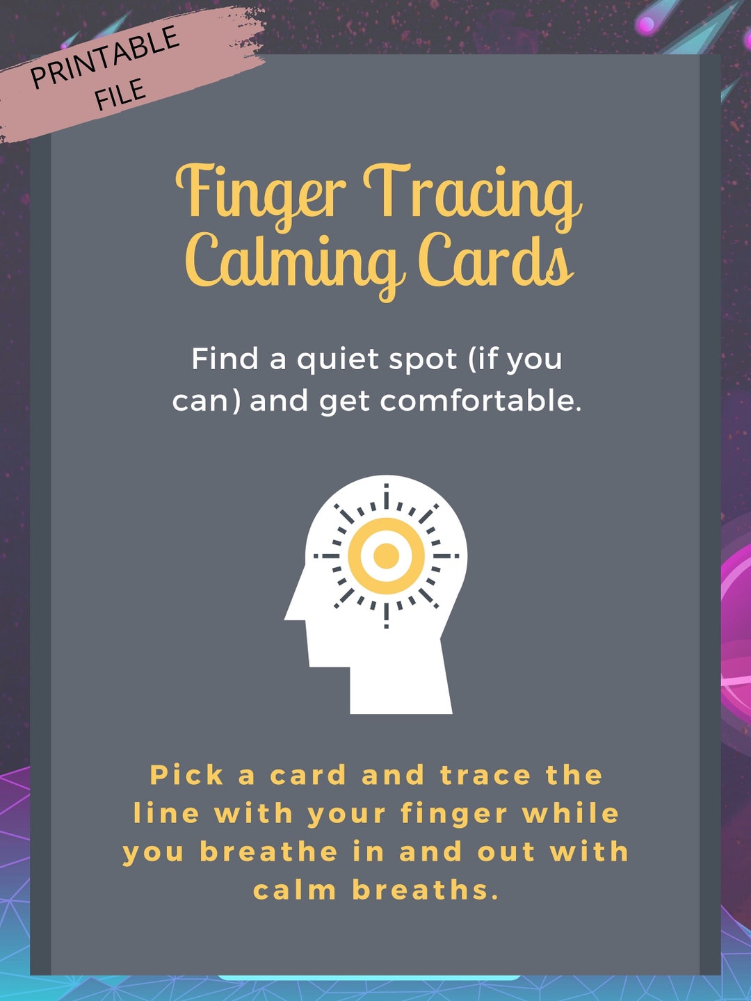 Finger Tracing Calming Cards, Printable Mindfulness Flash Card, Calm ...