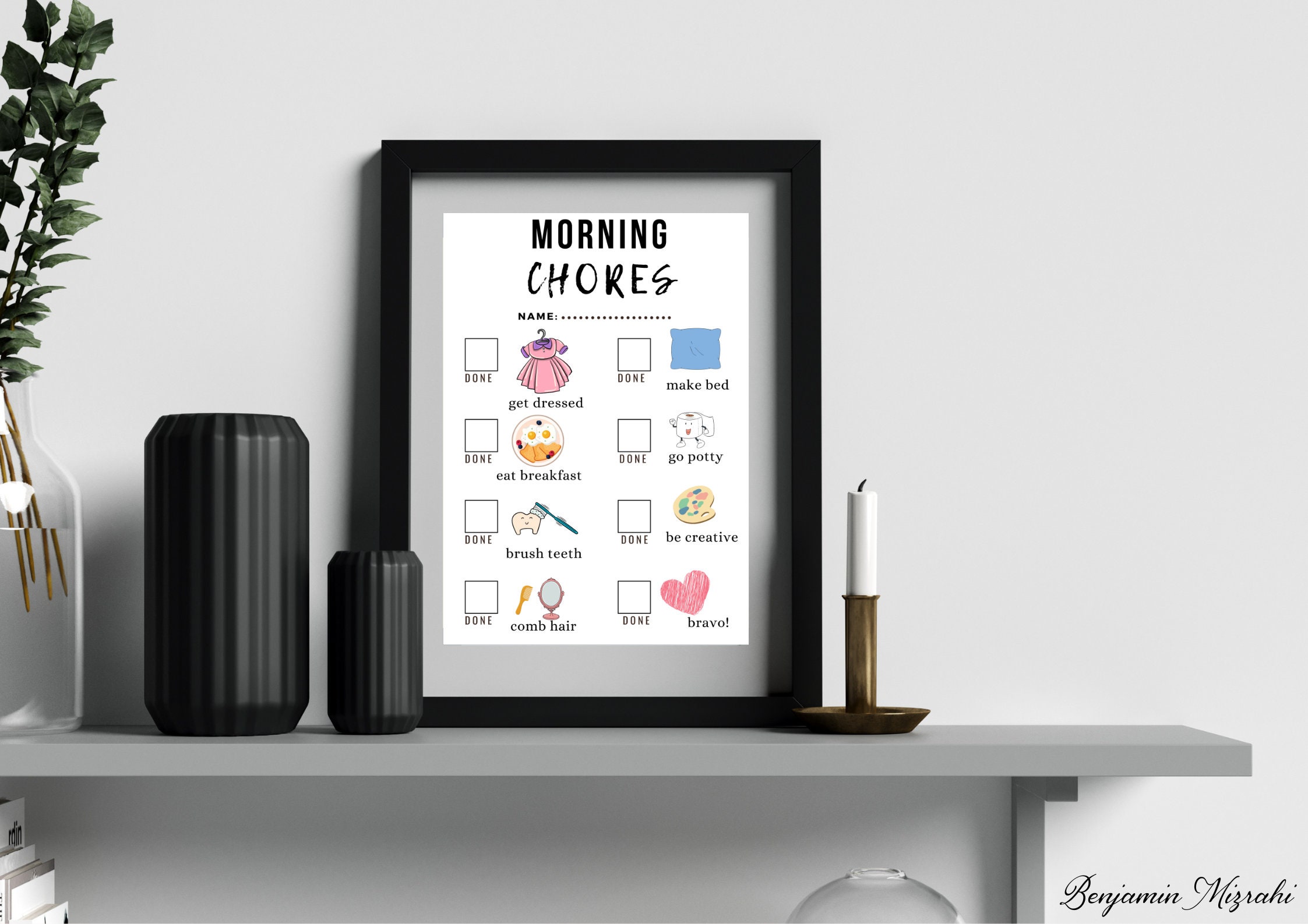 Kids Morning Chore Chart - Morning Routine Chart - To-do Chart Every ...