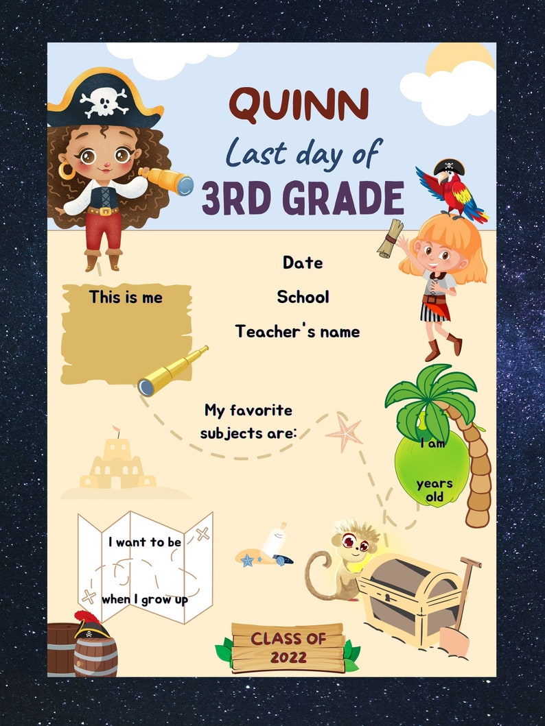 Editable First or Last Day of School - Any Grade Sign for Boy or Girl ...