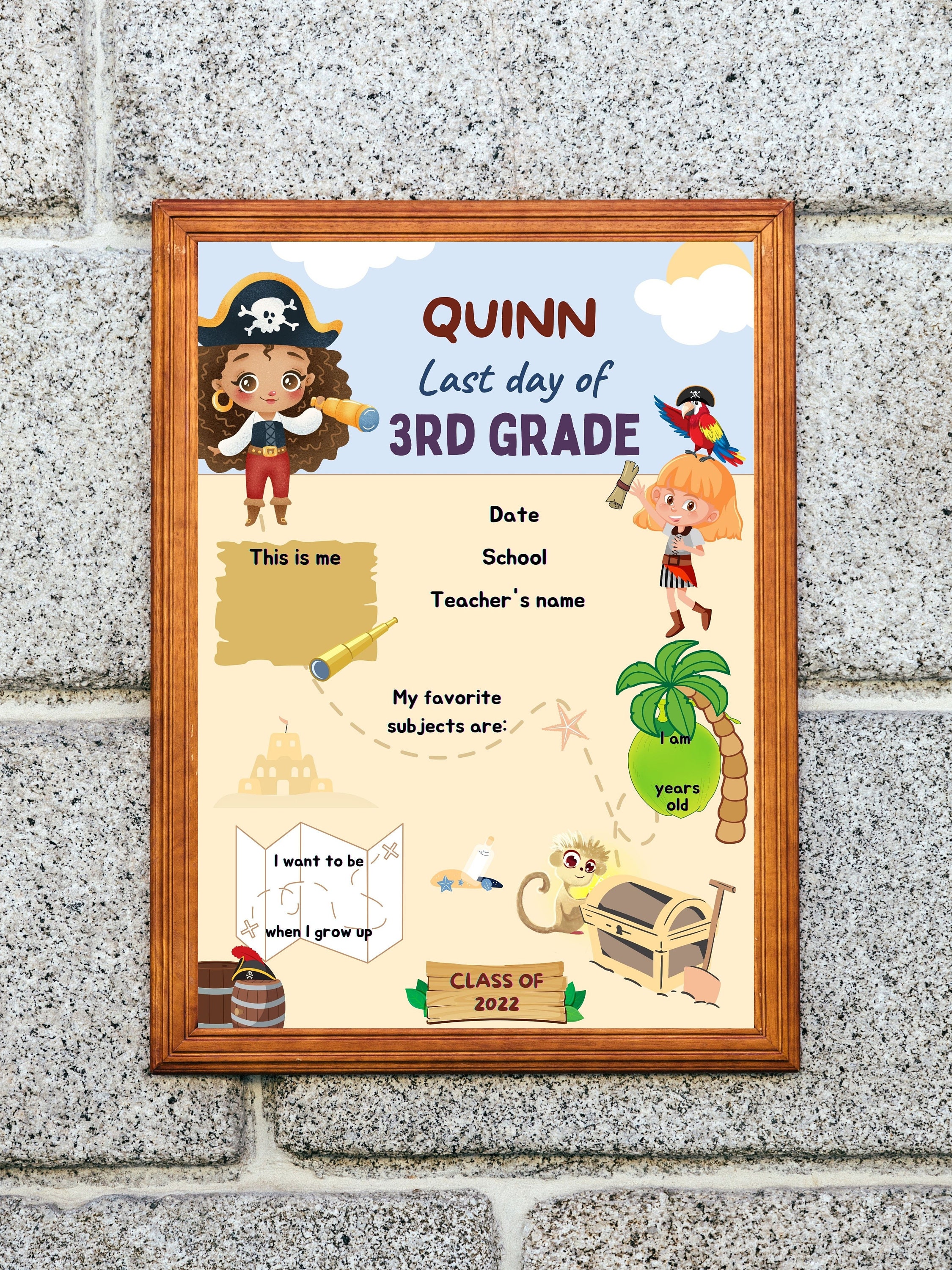 Editable First or Last Day of School Any Grade Sign for Boy or Girl ...