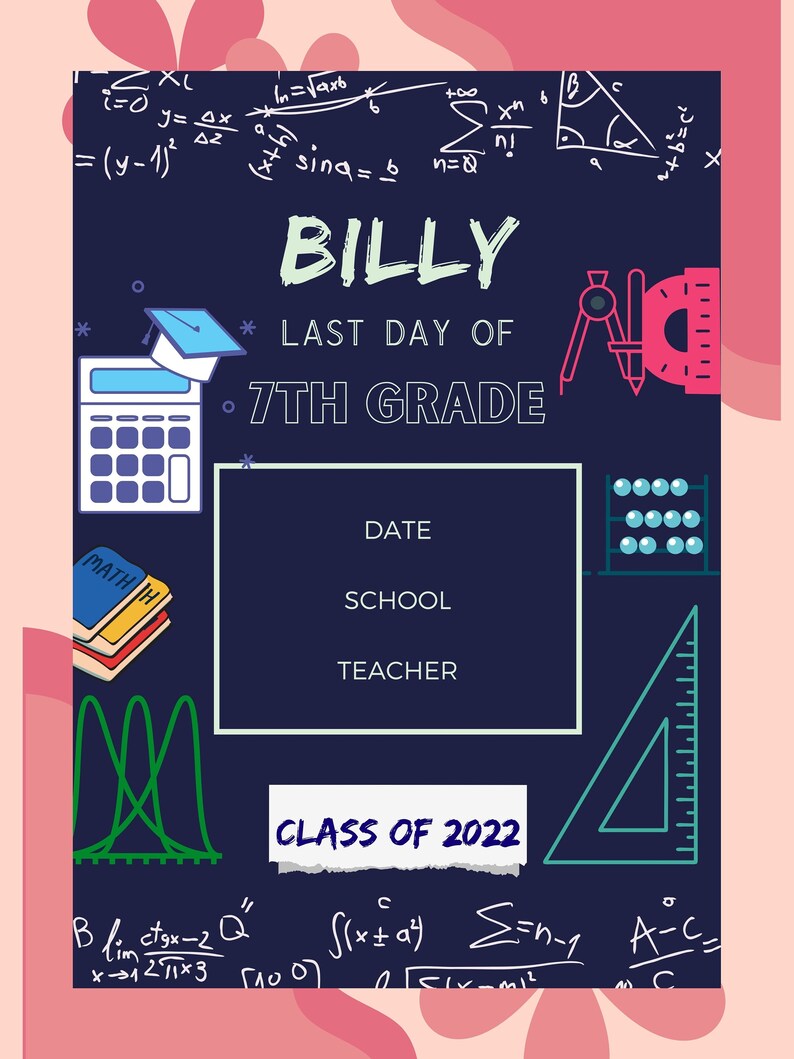 Editable First or Last Day of School Sign Any Grade Sign for Boy or ...