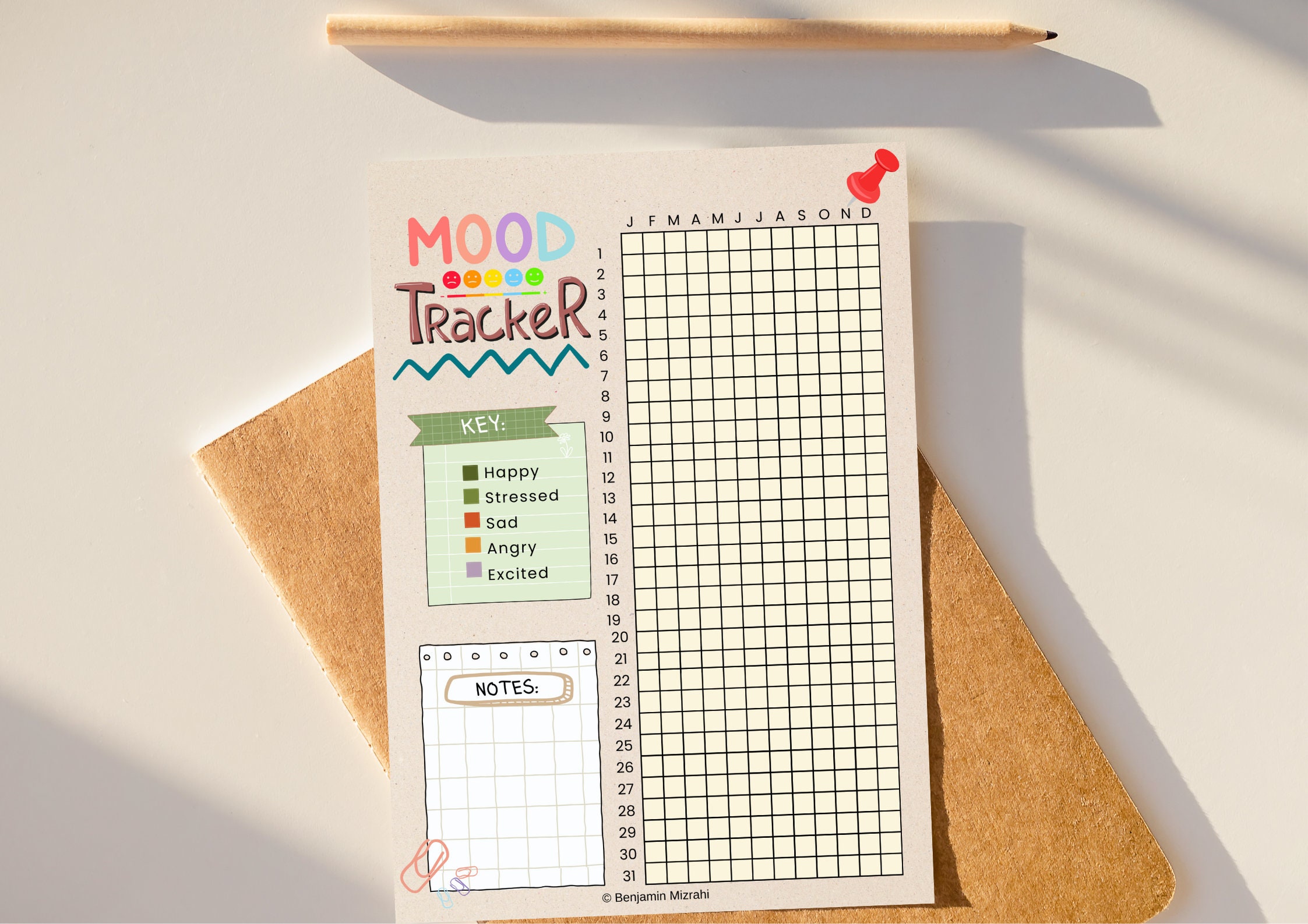Mood Tracker Printable Kit, Monthly Mood Log, Circular Mood Chart, Mood ...