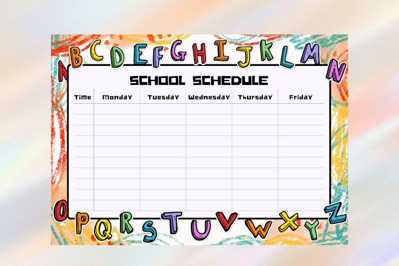 Colorful Kids School Schedule Printable | Weekly Student Planner ...