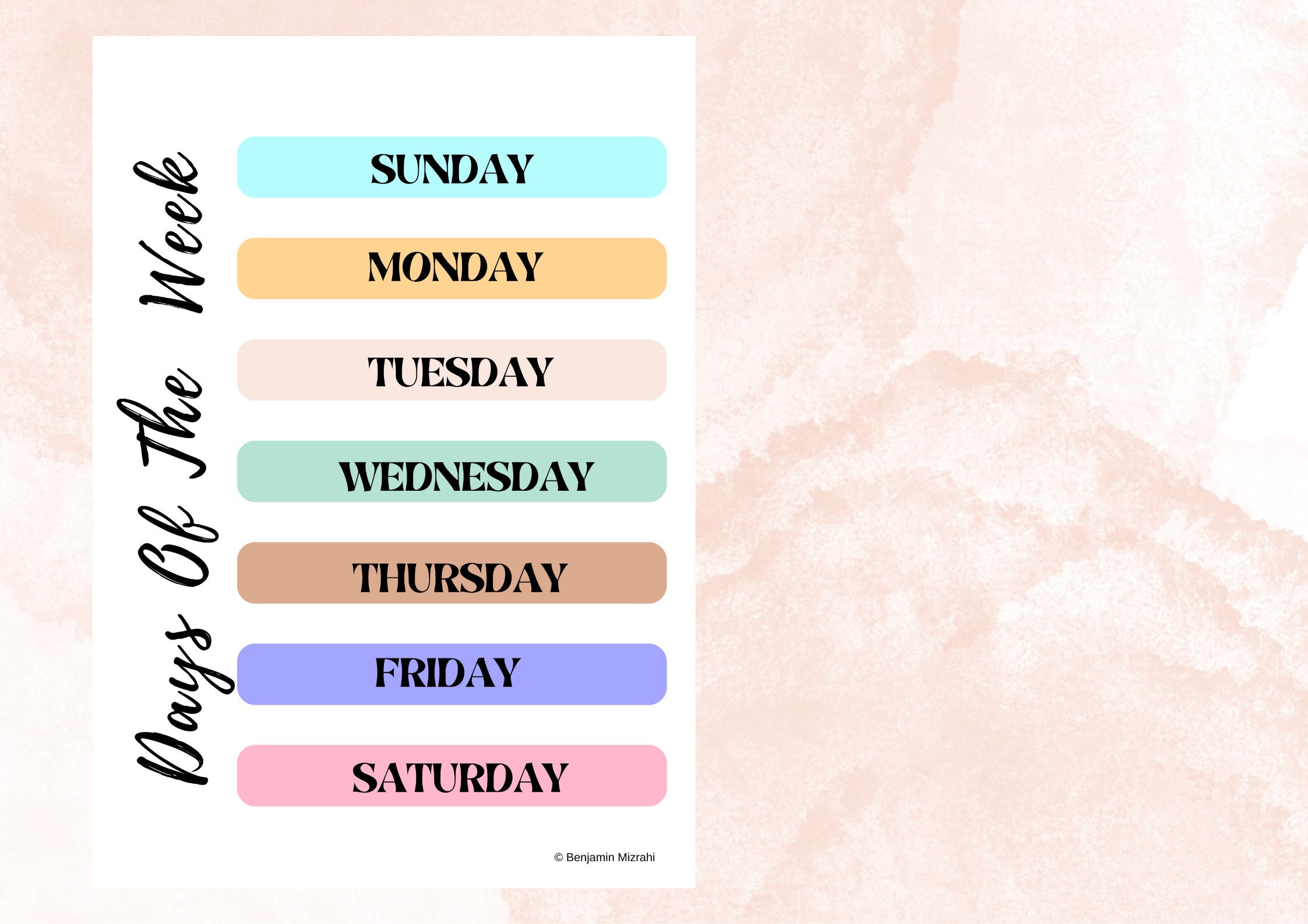 Days of the Week Printable, Learning the Seven Days of the Week, School ...