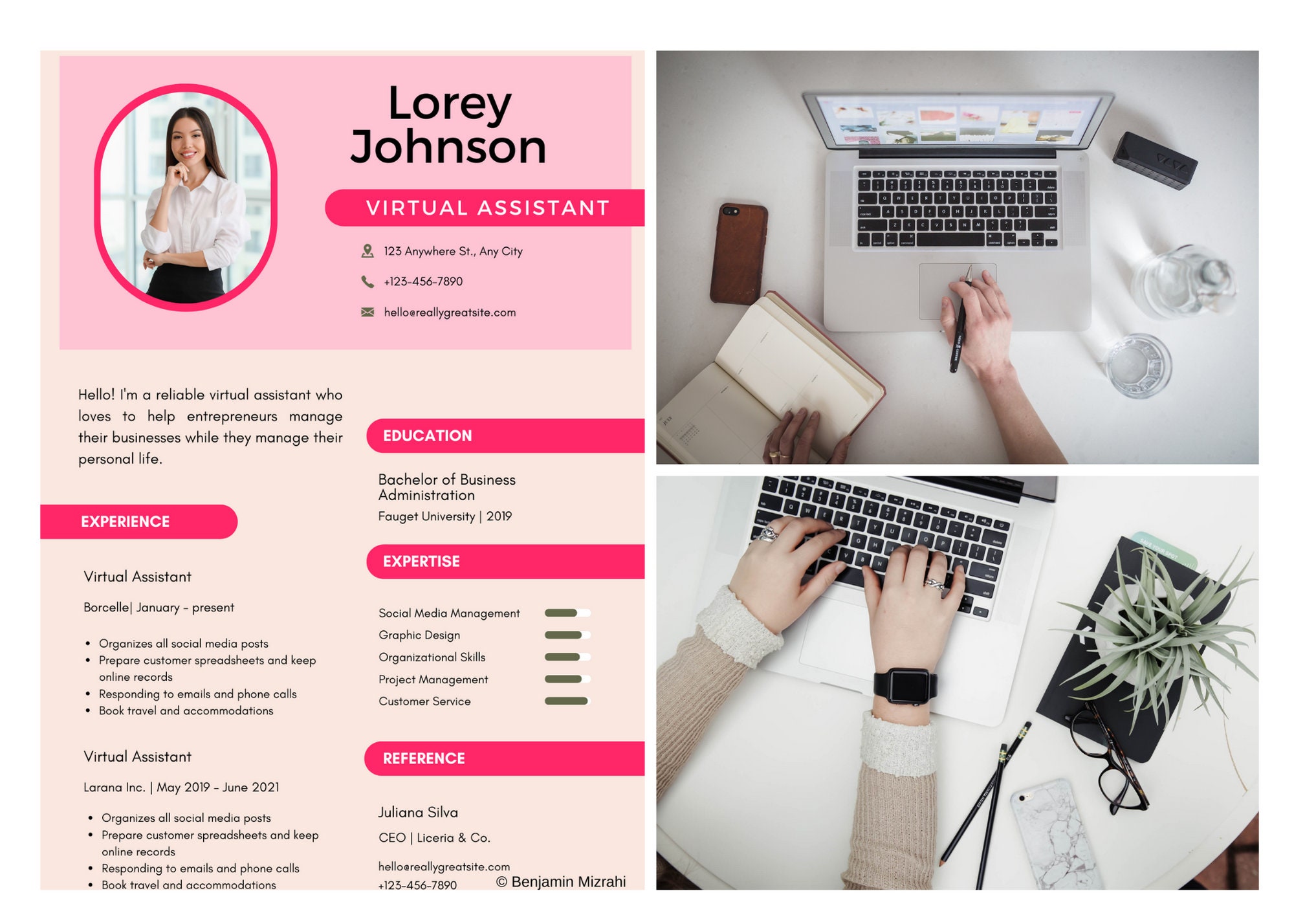 Virtual Assistant Resume Template Cover Letter Template Canva, Modern ...