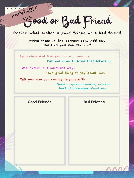 Good Vs Bad Friends Poster PRINTABLE Emotional Learning - Etsy