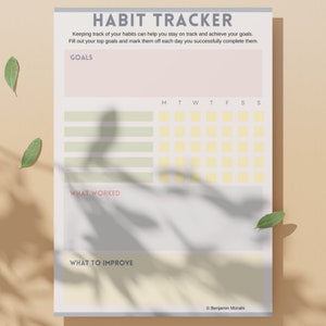 Minimalist Daily Habit Tracker Printable | Goal Planner | Simple Tasks ...