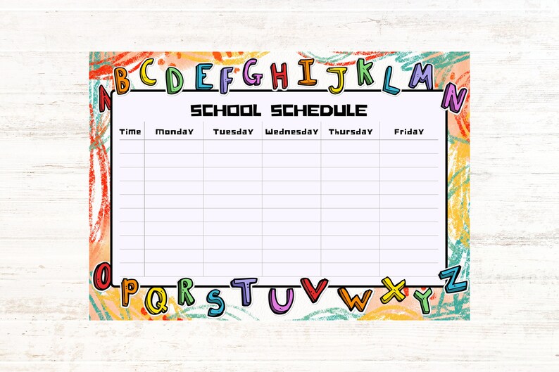 Colorful Kids School Schedule Printable | Weekly Student Planner ...