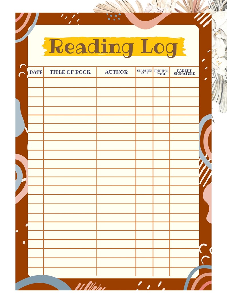 Kids Reading Log Printable Kid Journal Learning Incentive - Etsy
