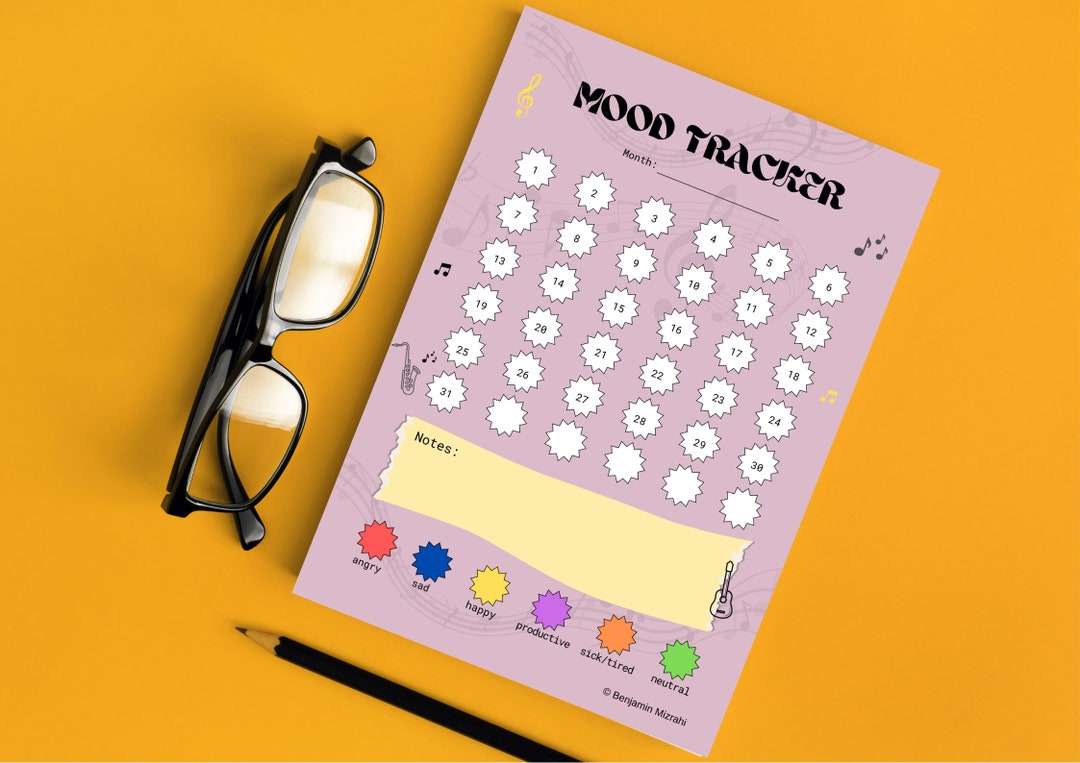 Printable Mood Tracker Chart Template, Daily Mood Tracker Pages for ...