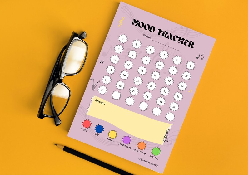Printable Mood Tracker Chart Template, Daily Mood Tracker Pages for ...