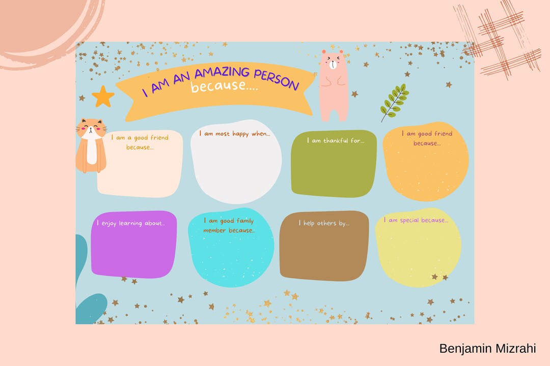 Daily Self-esteem Journal Printable Worksheet Child Therapy Counseling ...