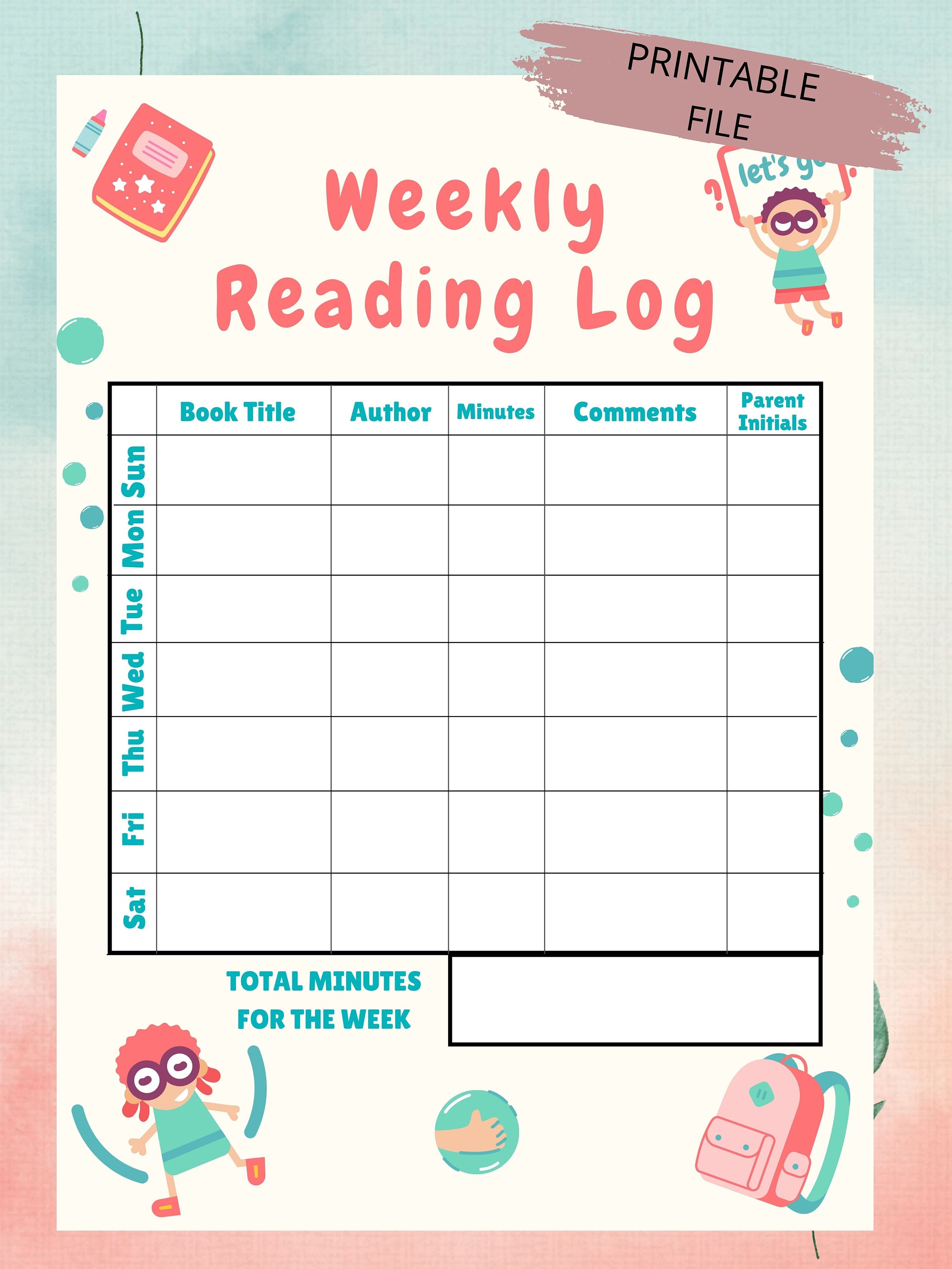 Kids Reading Log Printable Kidjournal Reading Incentive - Etsy