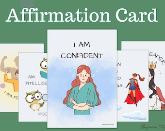 Positive Affirmation Cards, Printable Quotes, Editable Canva Template ...