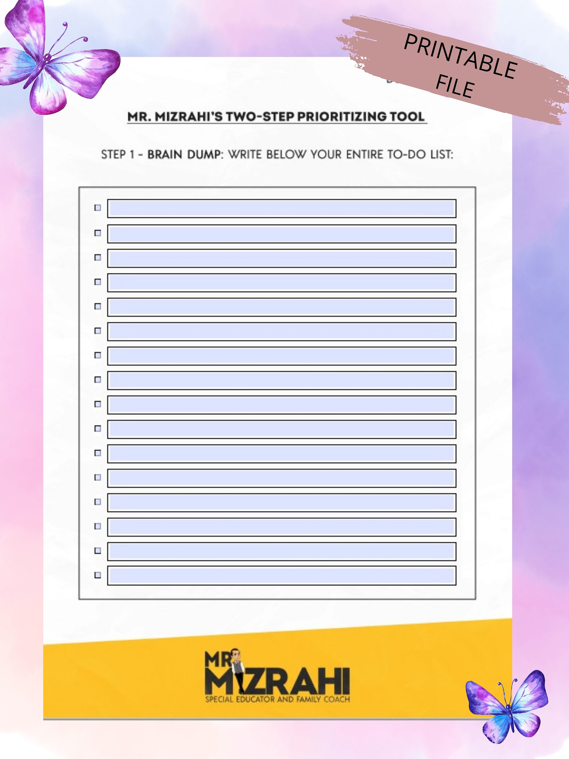 The Prioritizing Chart - Executive Functions - Minimalist Daily Planner ...