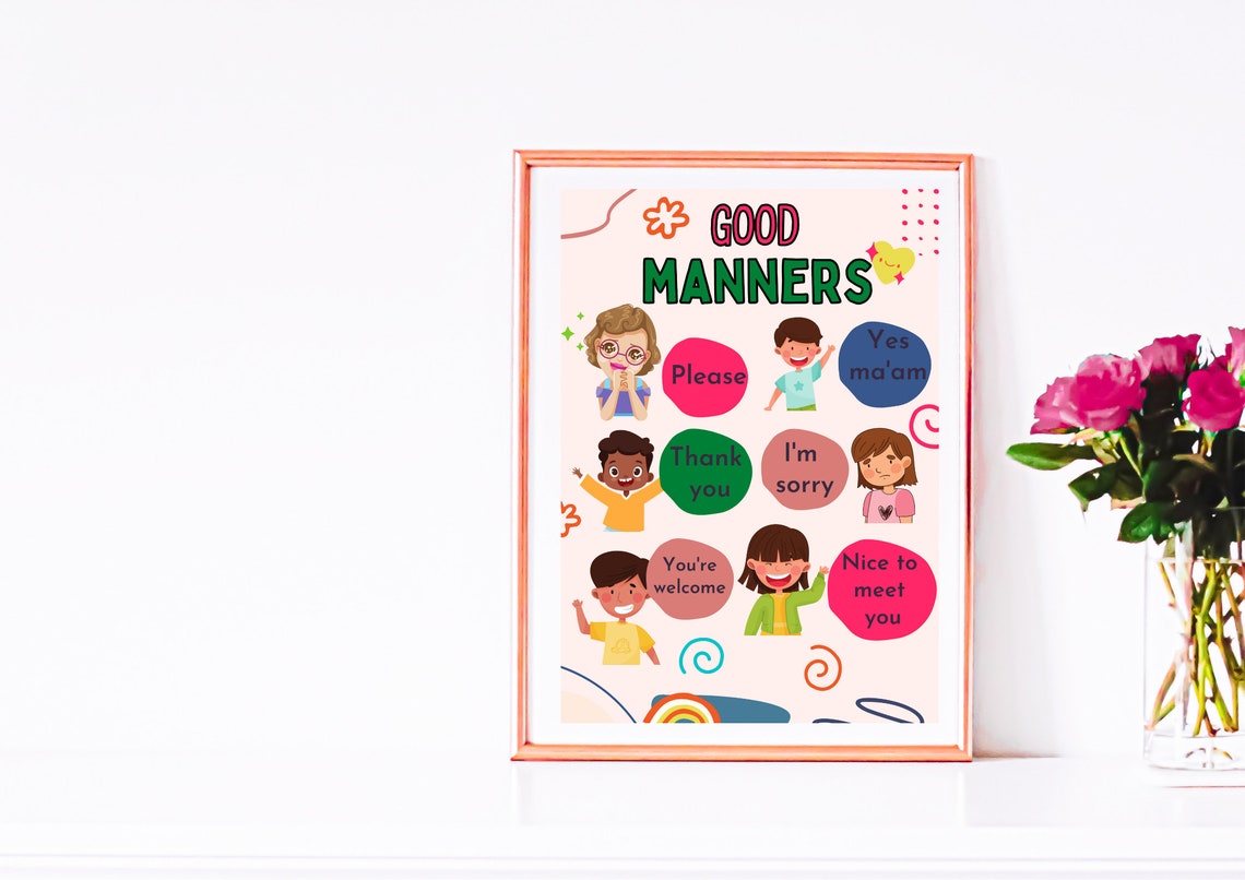Good Manners Simple Illustration Poster Good Behavior Poster Printable ...
