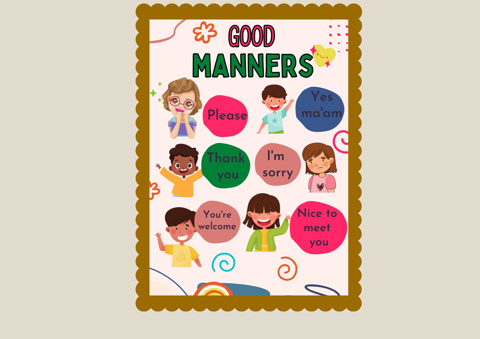 Good Manners Simple Illustration Poster - Good Behavior Poster ...