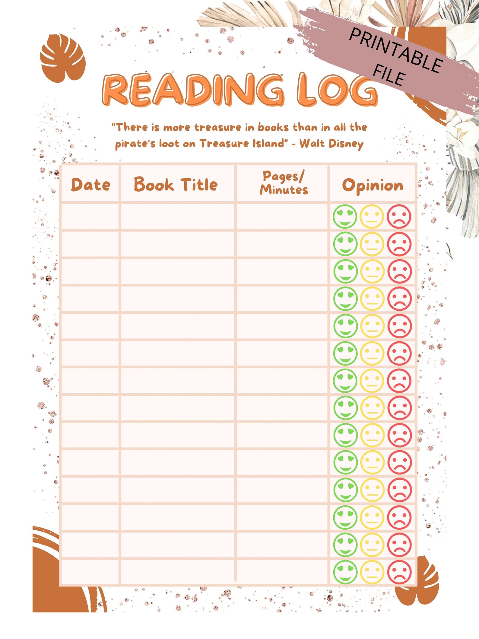 Kids Reading Log for Kids, Reading Log Journal Kids, Printable Journal ...