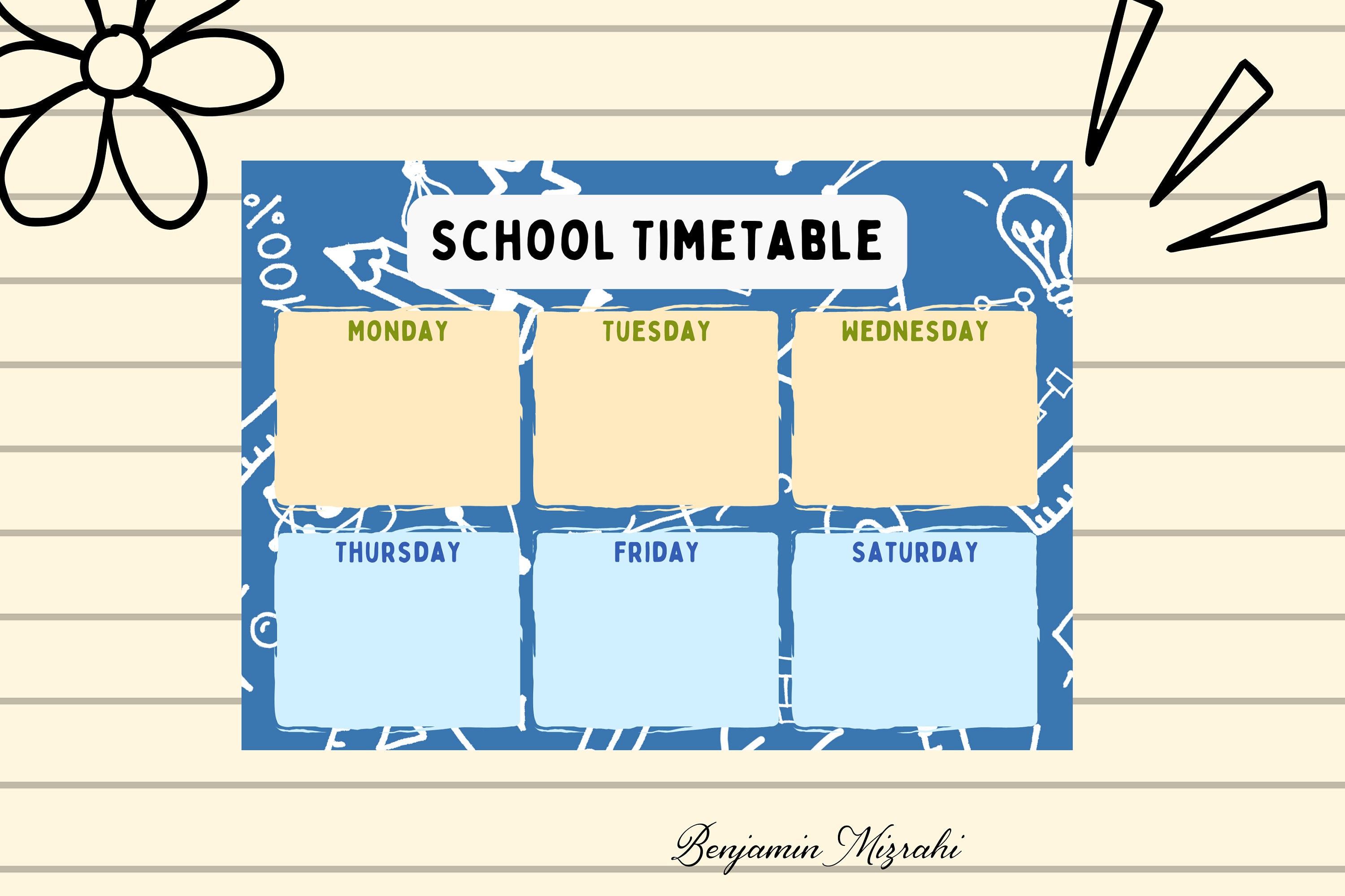 School Timetable Printable Student Planner | Back to School Weekly ...