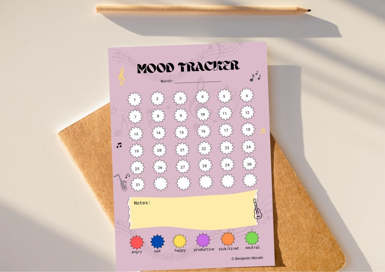 Printable Mood Tracker Chart Template, Daily Mood Tracker Pages for ...