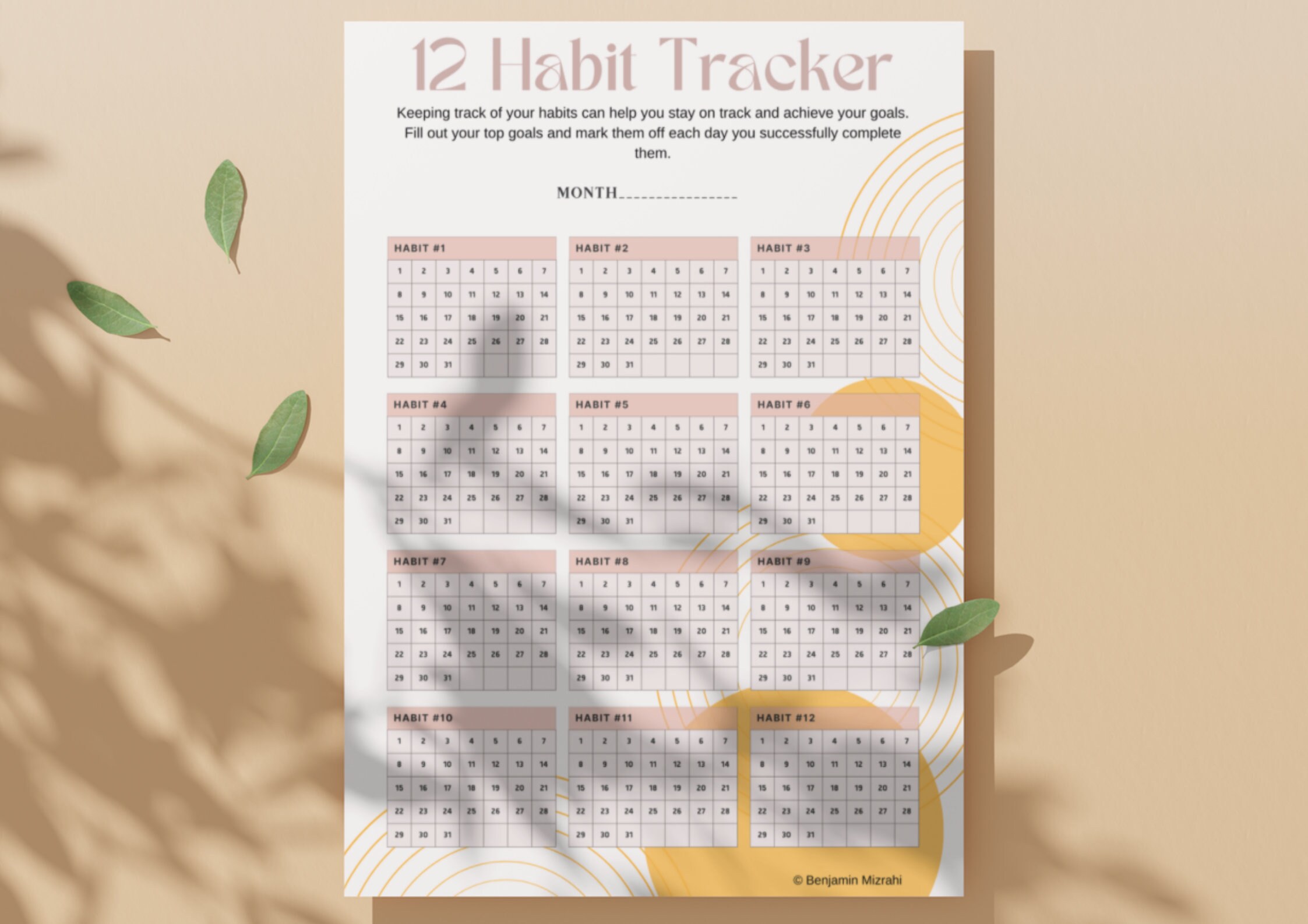 12 Habit Tracker Printable | Goal Planner, Mindfulness (editable Canva ...