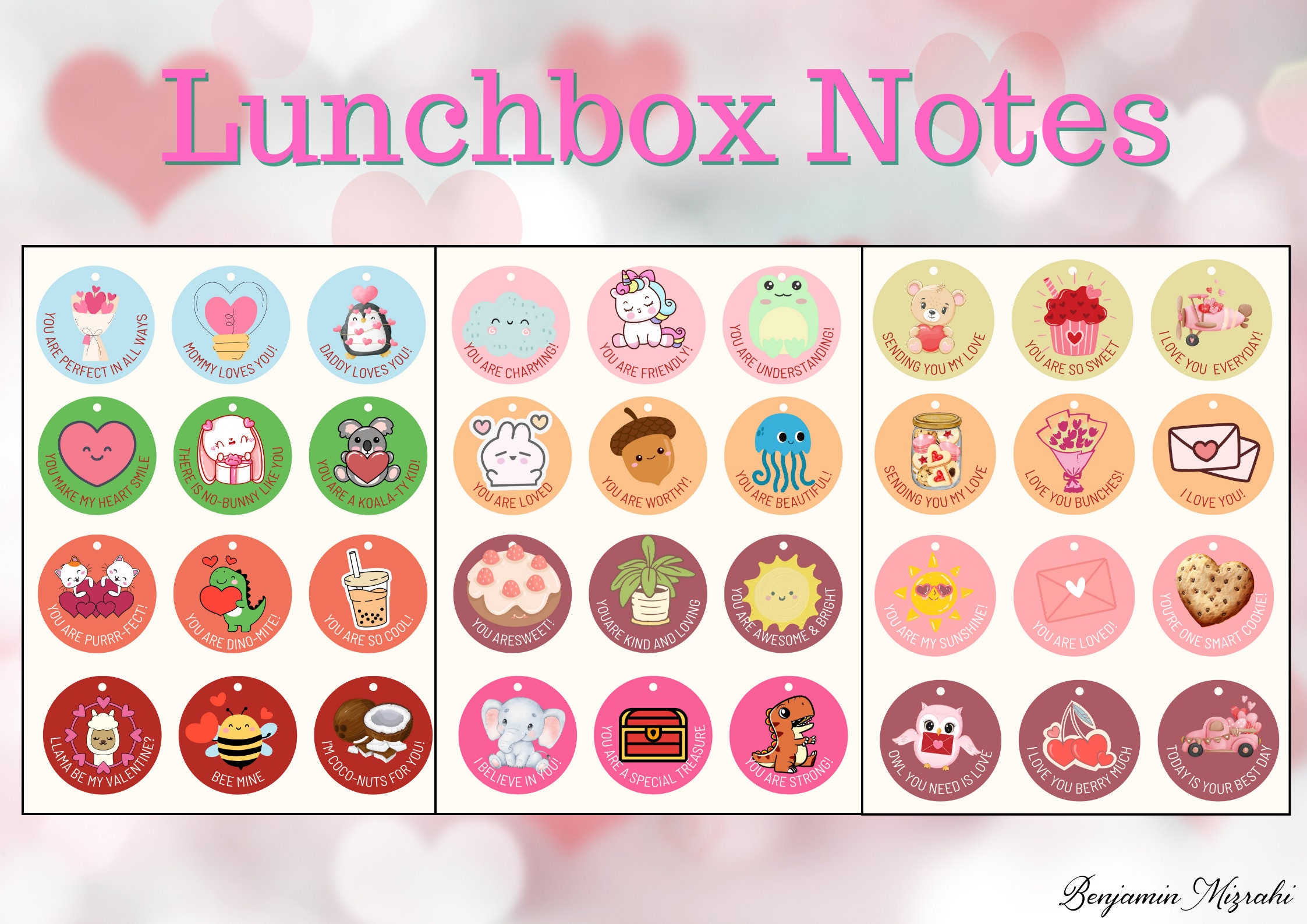 Printable Lunchbox Notes for Kids and Adults, Positive Affirmation ...
