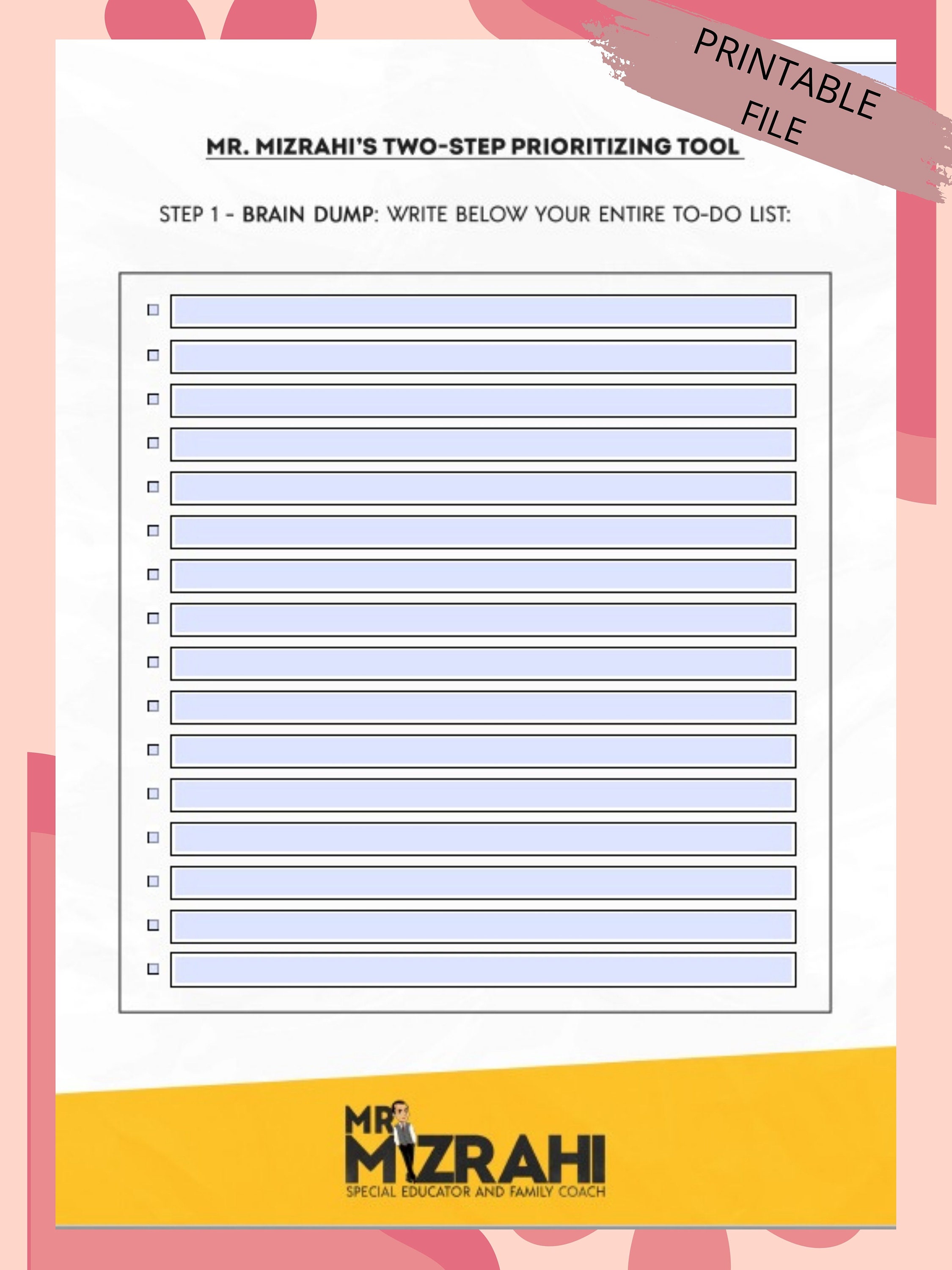 The Prioritizing Chart - Executive Functions - Minimalist Daily Planner ...