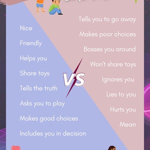 Good Vs Bad Friends Poster PRINTABLE Emotional Learning Social Skills ...