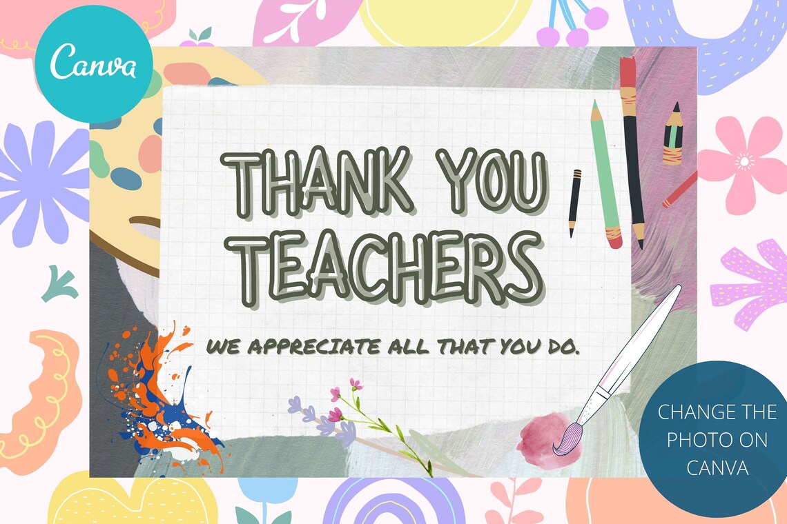 Digital Teacher Appreciation Personalized Thank You Sign - Etsy