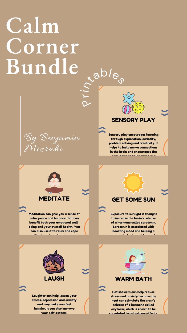 Calming Techniques Chart - Kids Classroom, Homeschool (digital Download ...