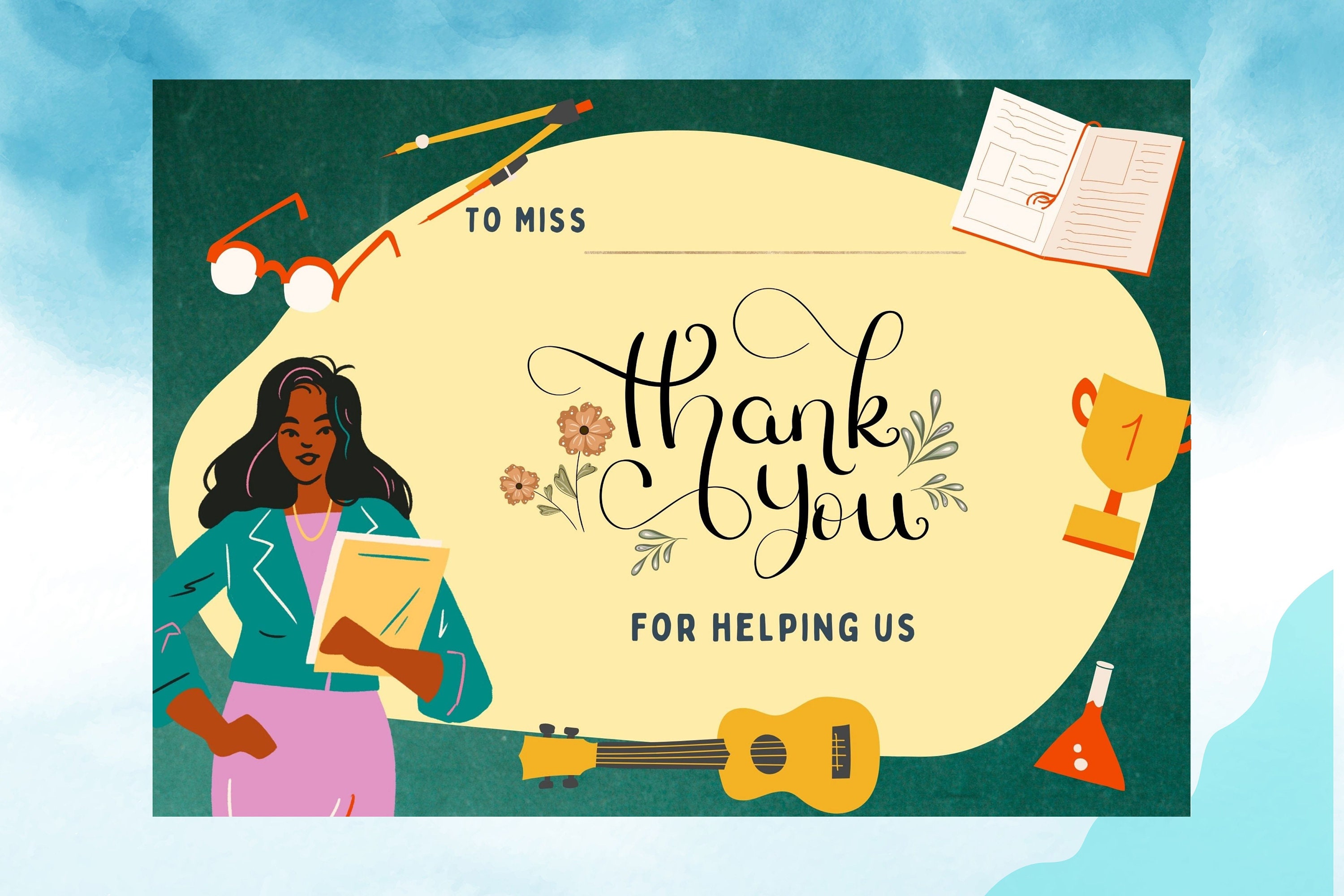 Teacher Appreciation, Personalized End of Year Thank You Card ...
