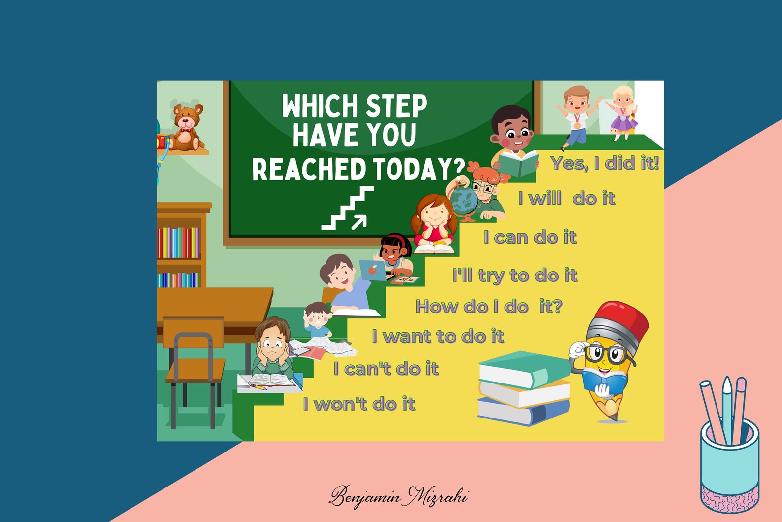 Which Step Have You Reached Today Wall Decor Quote Motivation School ...